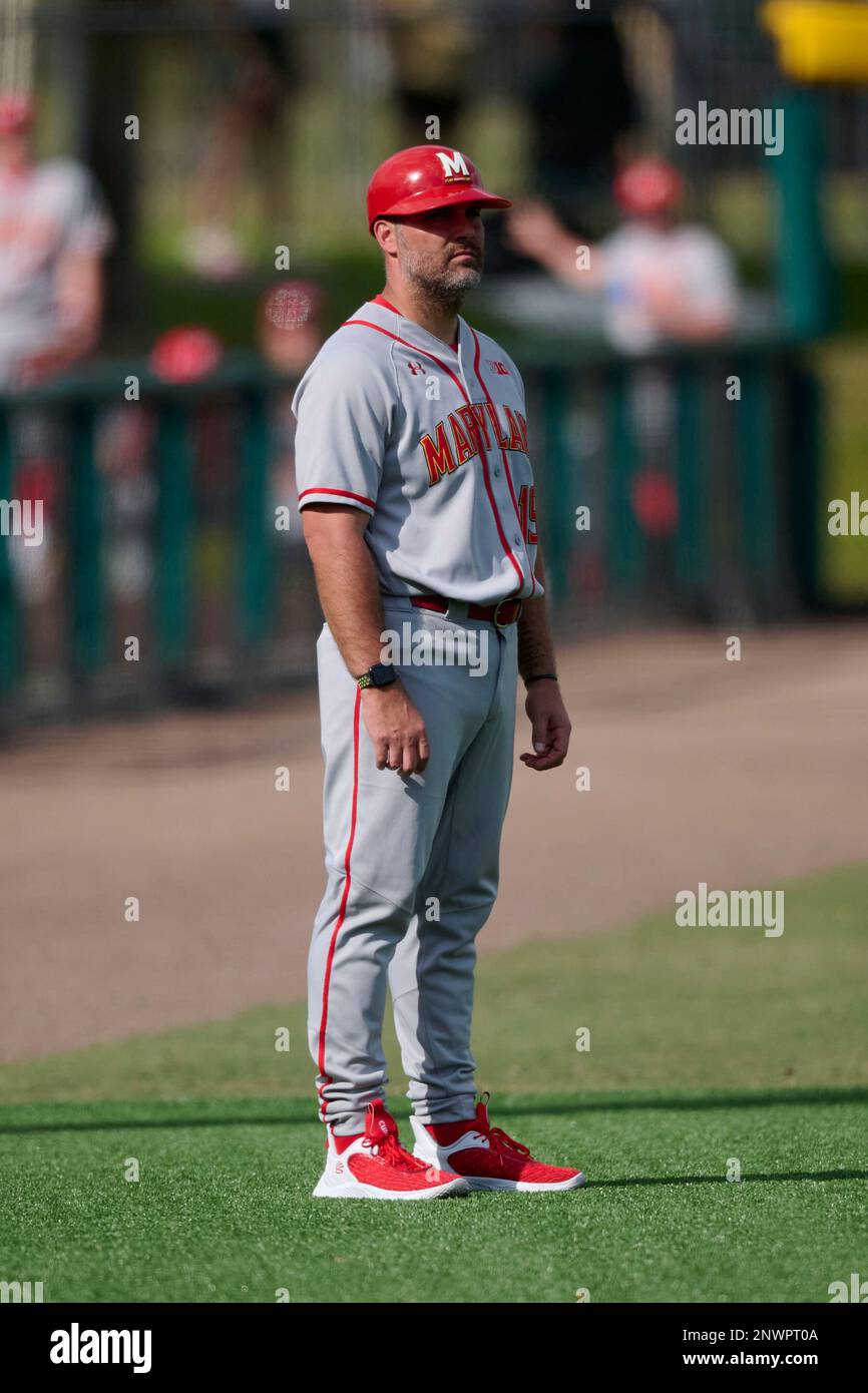 Maryland Terrapins coach Matt Swope (19) during an NCAA baseball game ...