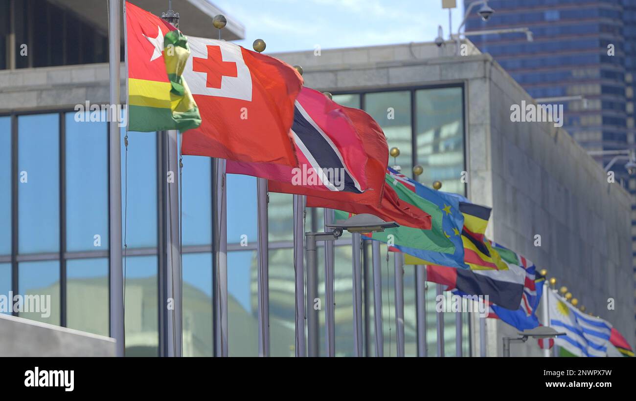 Flags of different nations at United Nations Plaza in New York - NEW ...
