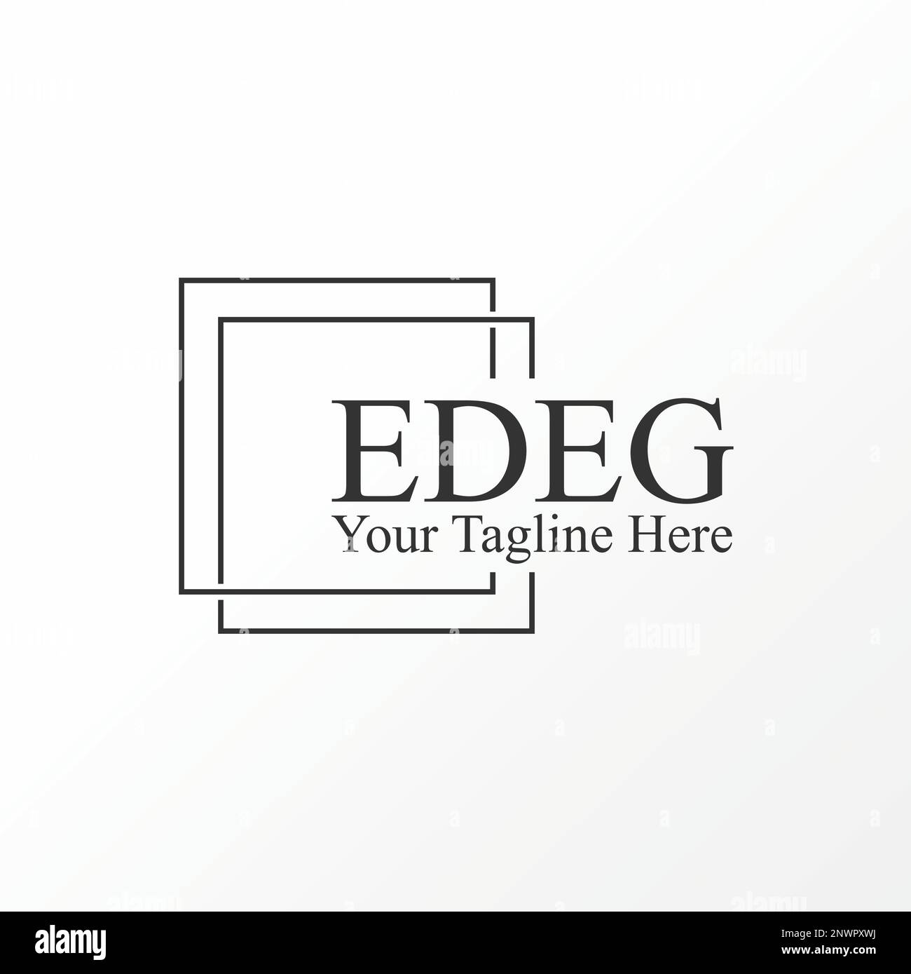 Simple and unique double line square in connect or shadow image graphic icon logo design ...