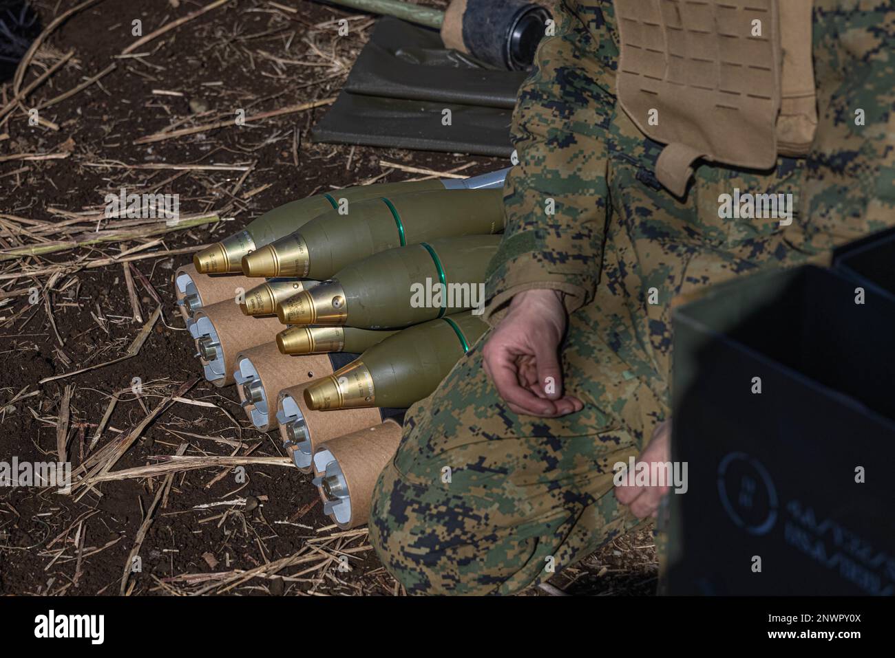 U.S. Marines with 3d Battalion, 4th Marines, conduct a mortar range ...