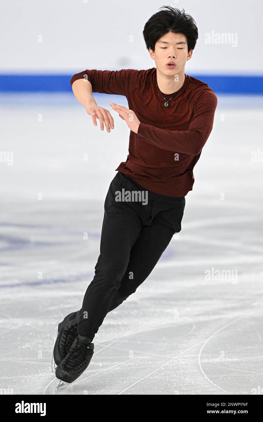 Yudong CHEN (CHN), during Men Practice, at the ISU World Junior Figure Skating Championships ...