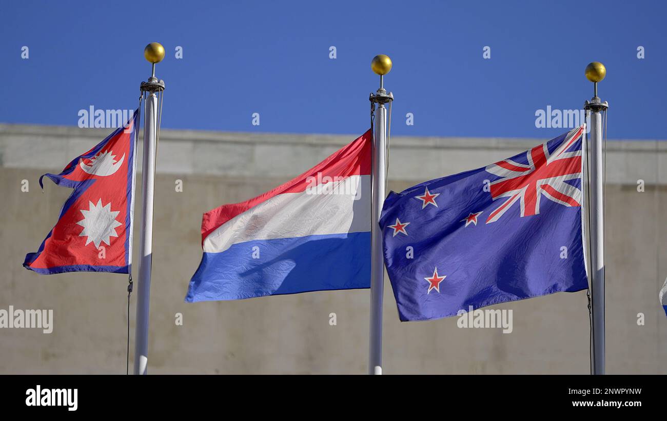 Flags of different nations at United Nations Plaza in New York - NEW ...
