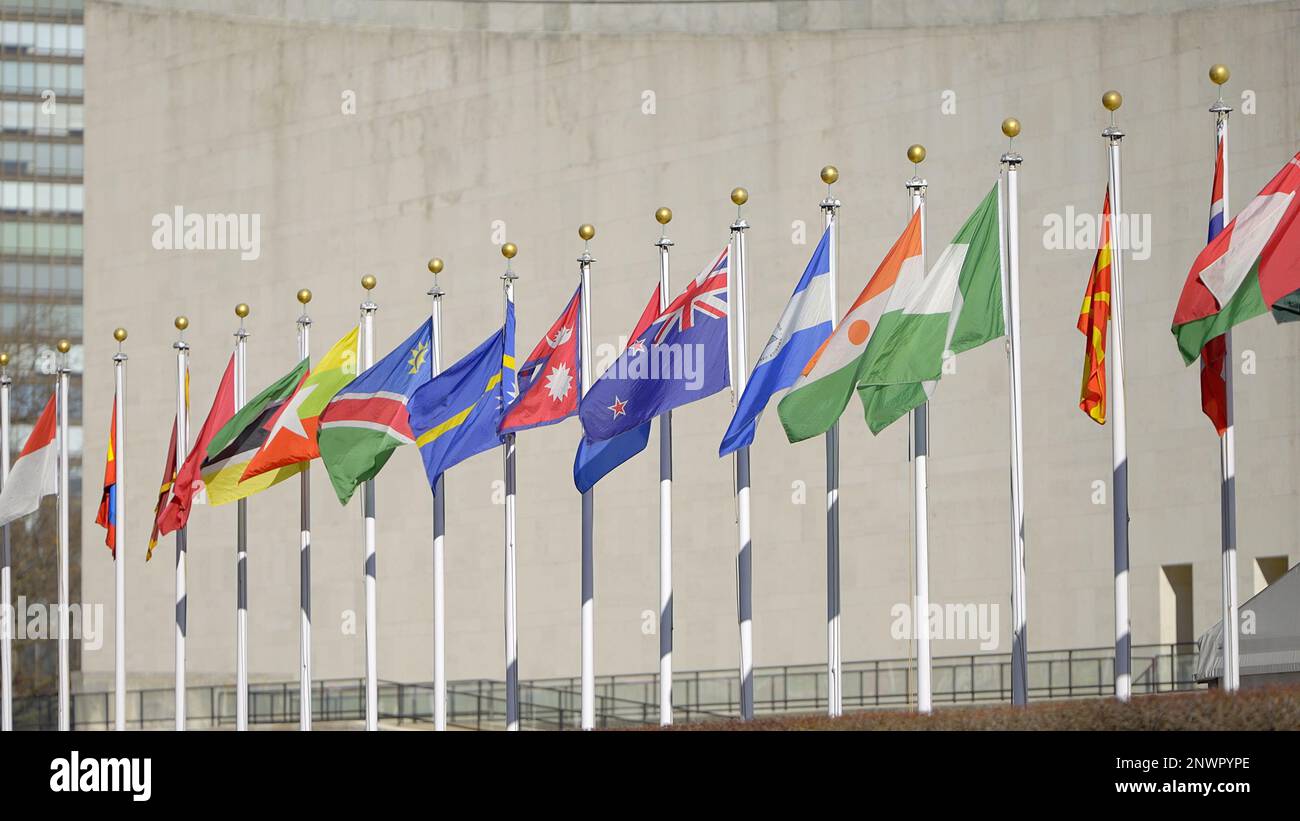 Flags of different nations at United Nations Plaza in New York - NEW ...