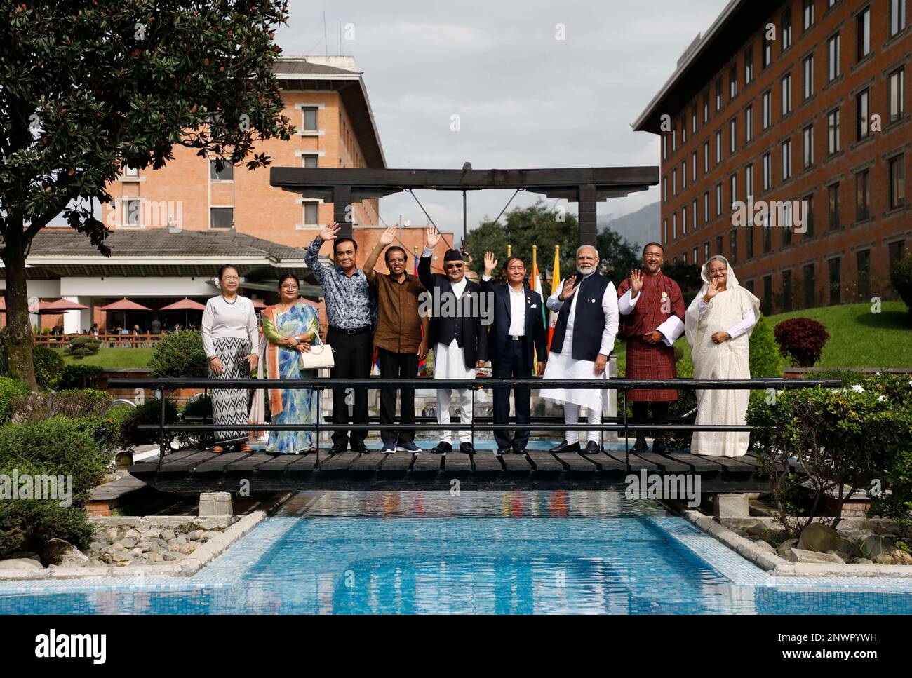 Standing left to right are Myanmar's first lady Daw Cho Cho, wife of ...