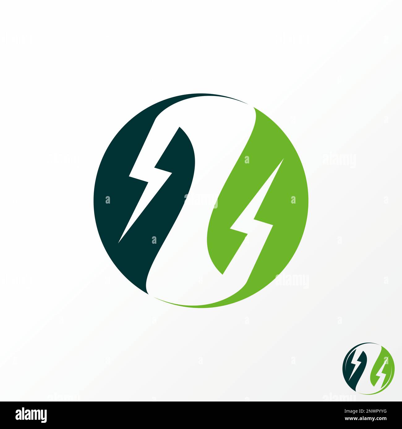 Letter or word Z unique font with electric or power on circle block or ...