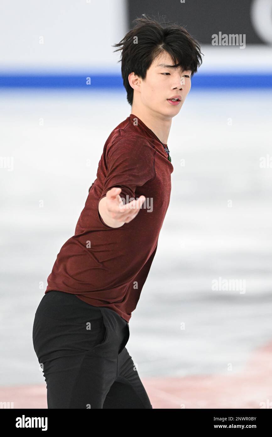 Yudong CHEN (CHN), during Men Practice, at the ISU World Junior Figure Skating Championships ...