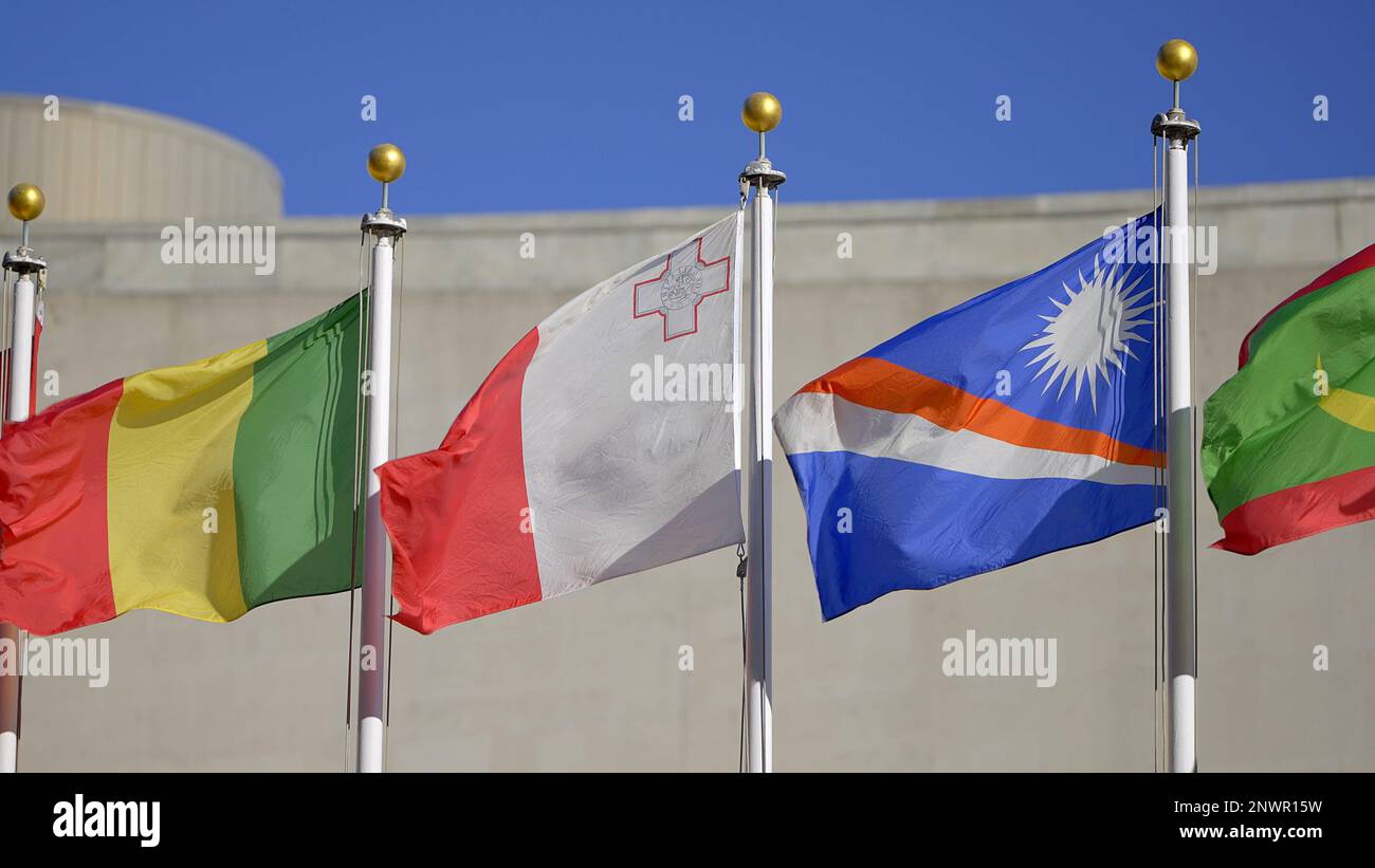 Flags of different nations at United Nations Plaza in New York - NEW ...