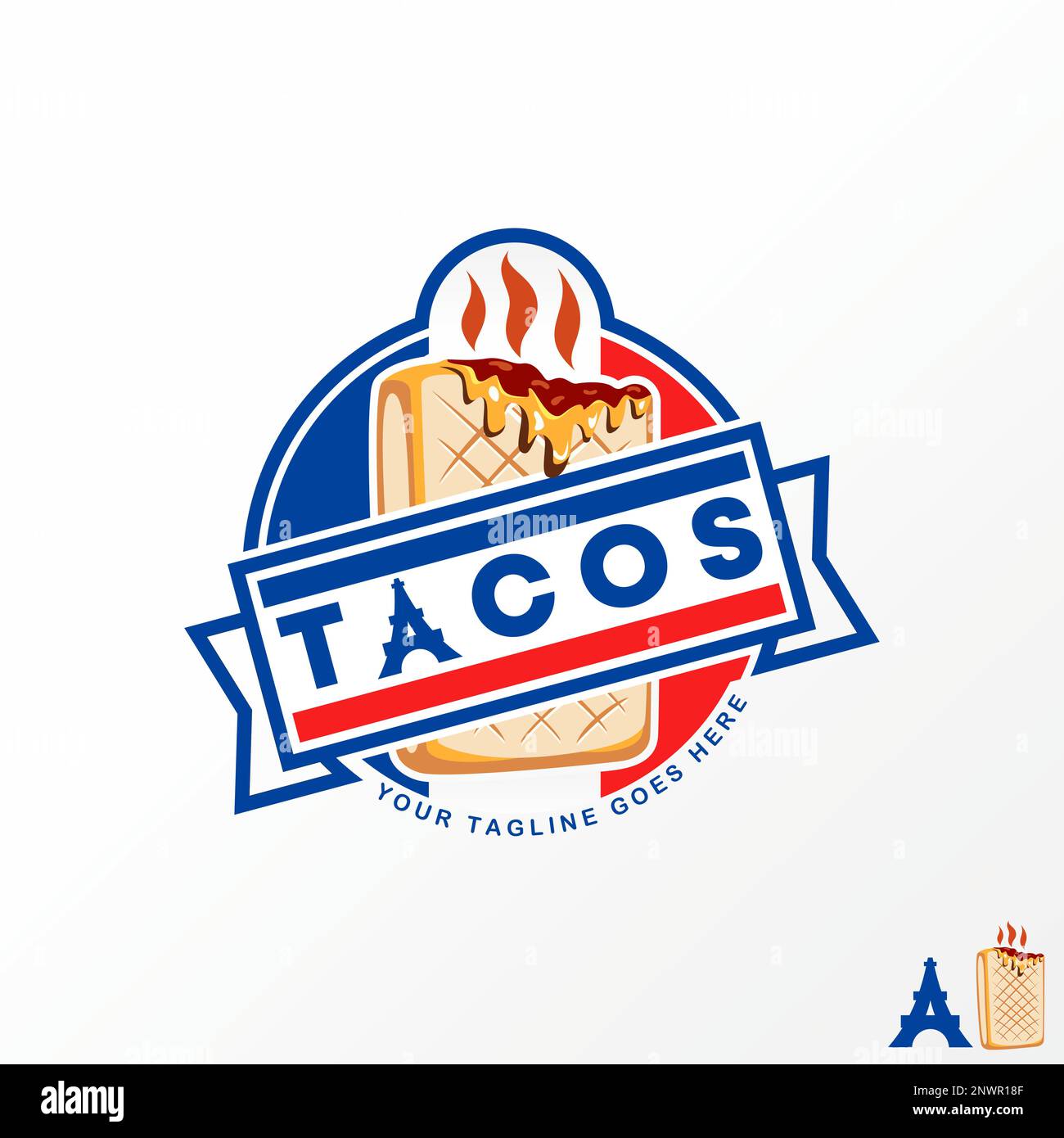 Unique but simple delicious tacos bread and Eiffel tower image graphic ...