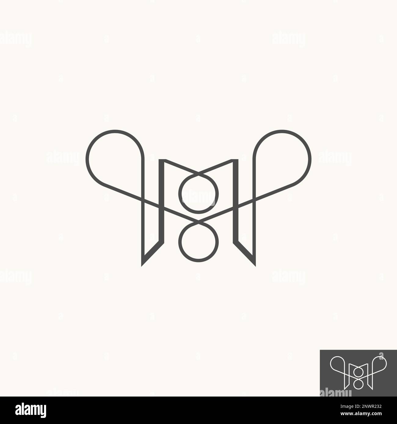 Simple and unique letter or word MM or MW MP line font like pattern motif ornament graphic icon ...
