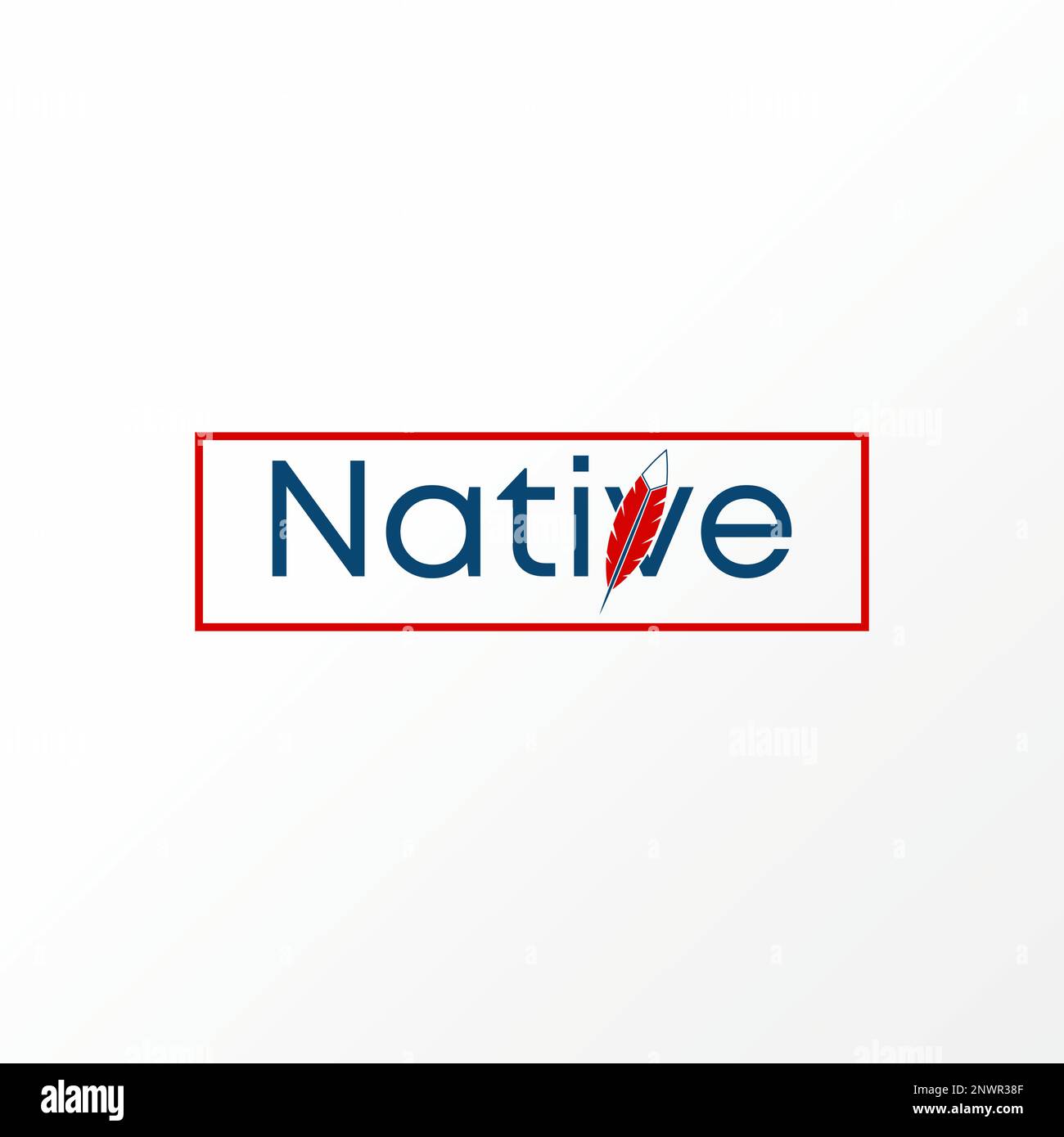 Writing or word NATIVE sans serif lowercase font with feather image ...