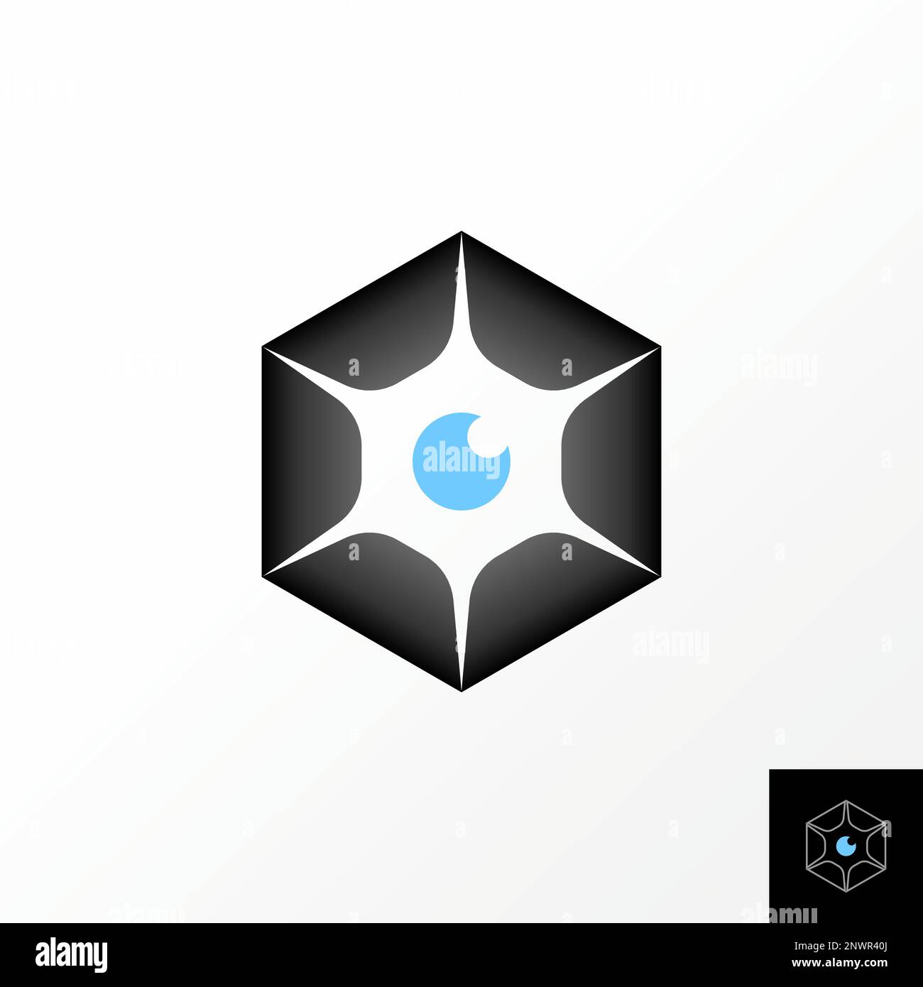 Simple illustration eye on hexagon with sharp end image graphic icon ...