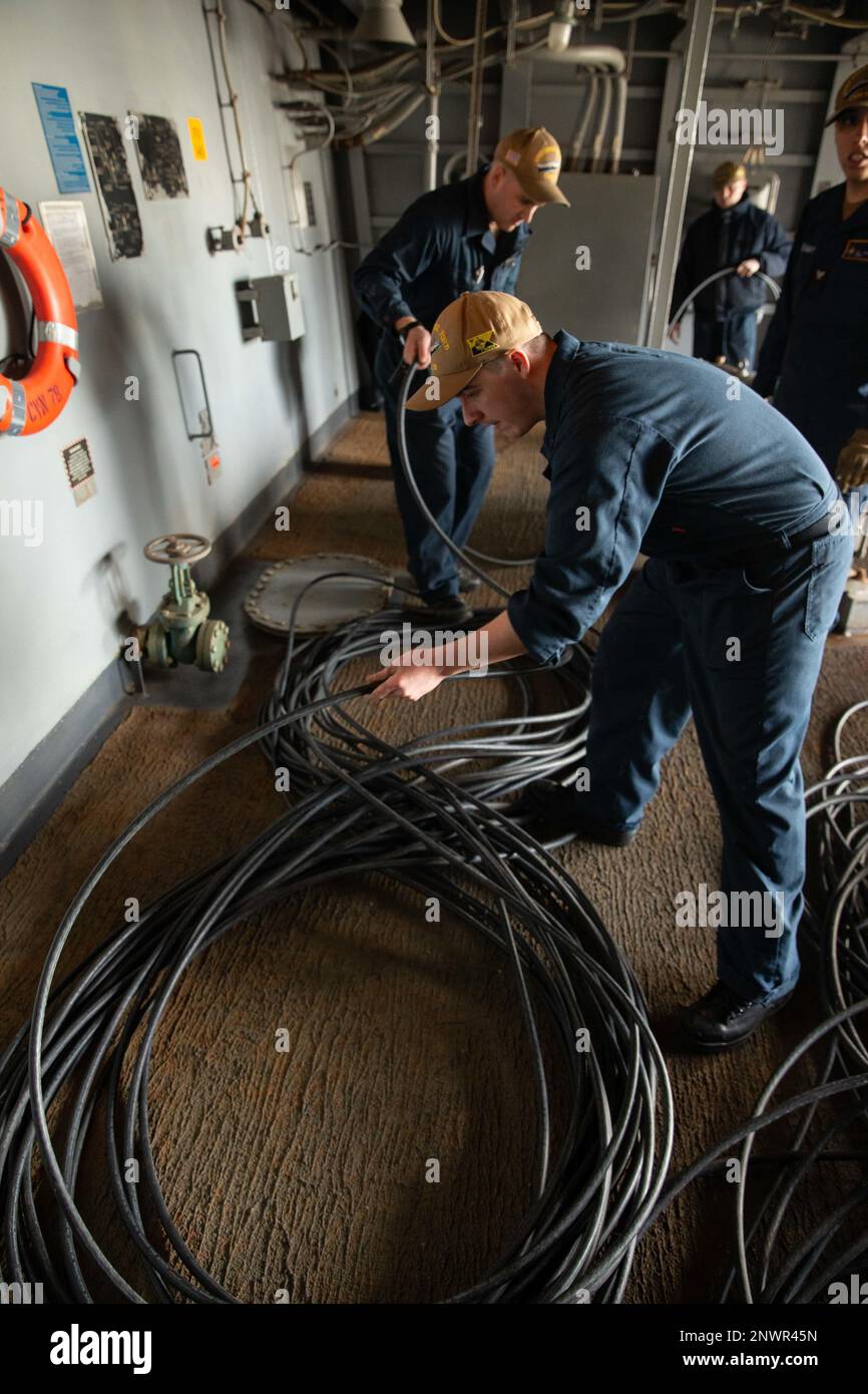 Sailors, assigned to the first-in-class aircraft carrier USS Gerald R ...