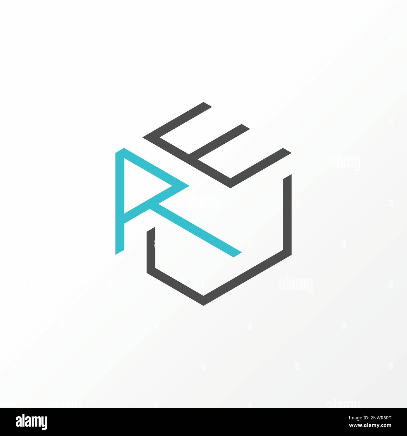 Simple and unique letter or word REU REV RLE RCE line font on 3D double ...