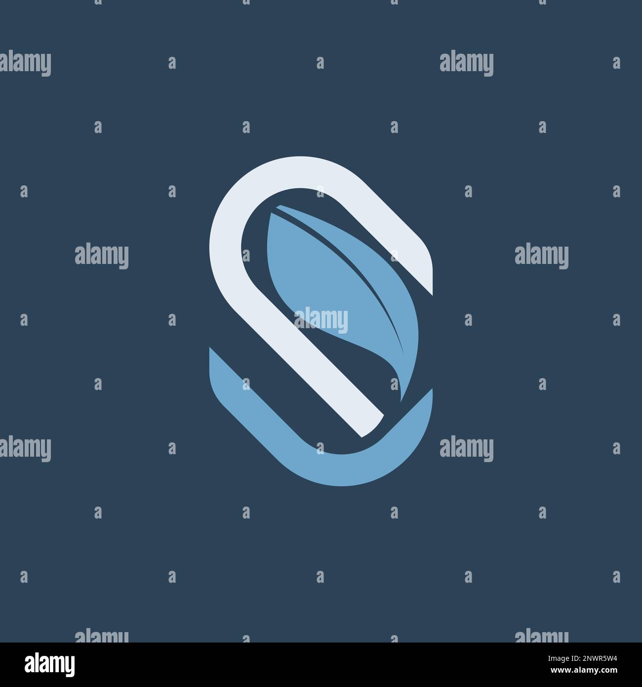 Unique and simple letter or word S like plant seed with leaf, dot tech ...