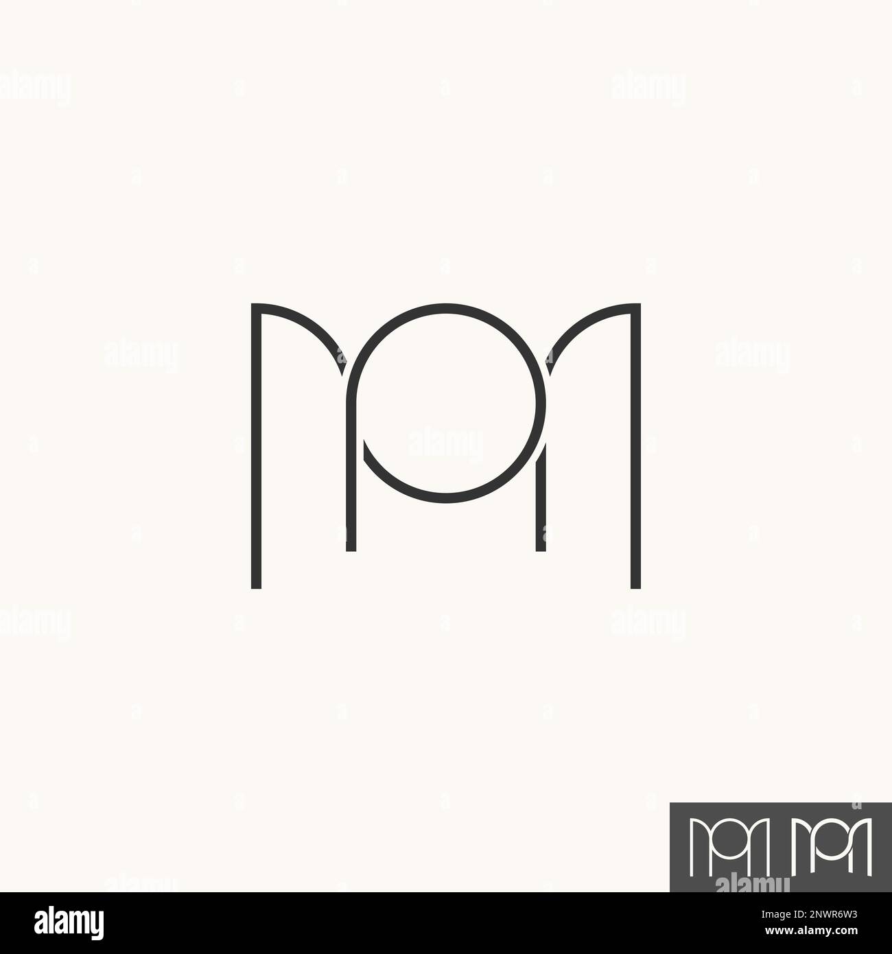 Simple letter or word MM or PM line thin serif font like pattern ...