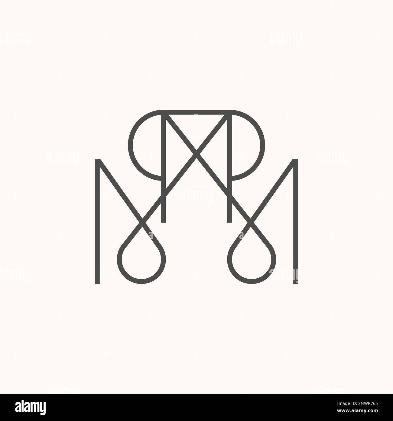 Simple and unique letter or word MM or MW MP line font like pattern motif ornament graphic icon ...