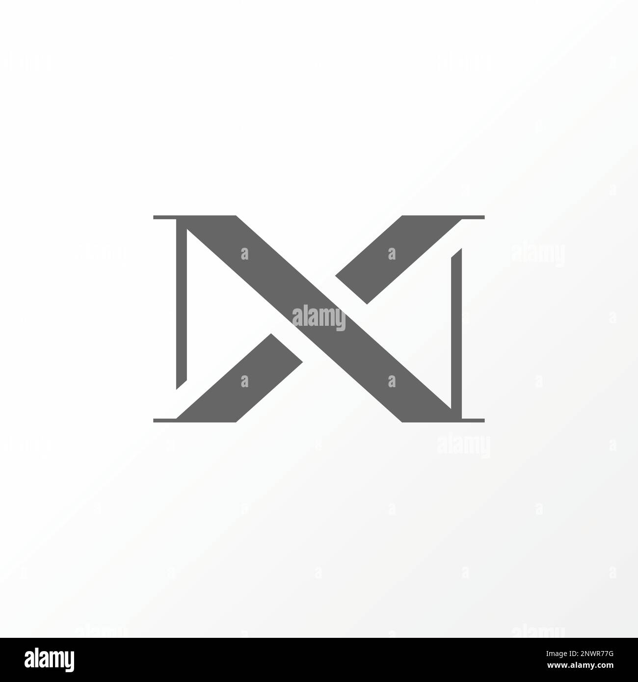 Unique letter or word XN cut line thin serif font like pattern ...