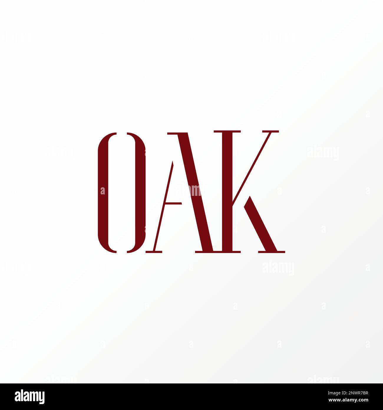 Unique and simple writing or word OAK cut thin serif font image graphic ...