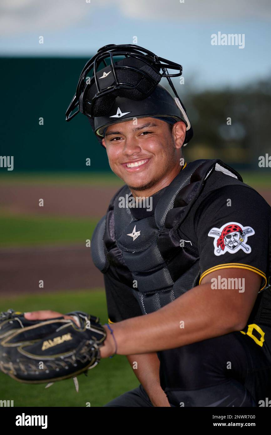 Pittsburgh Pirates catcher Axiel Plaz poses for a photo on February 10 ...