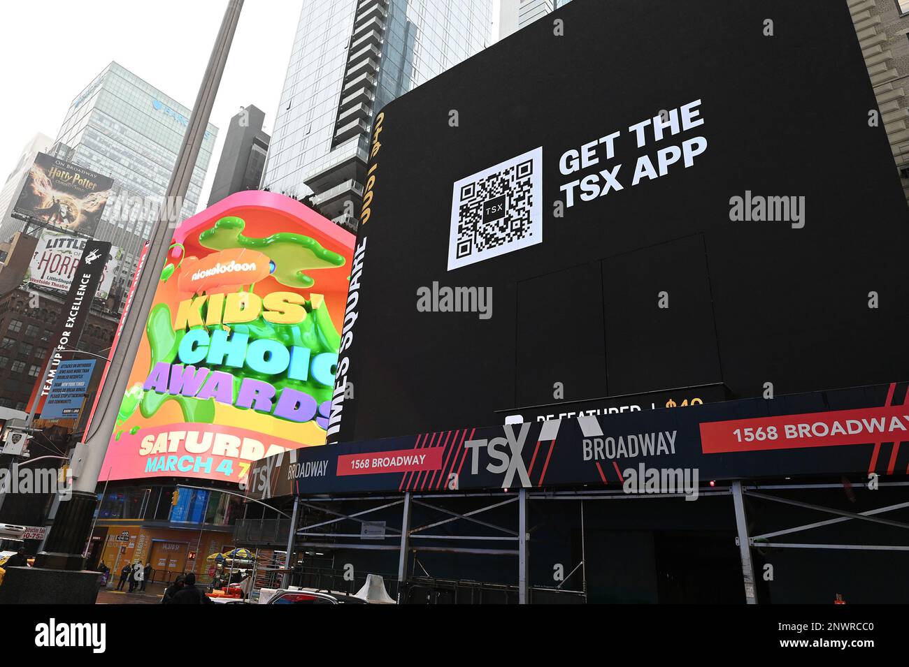 New York, USA. 28th Feb, 2023. View of the TSX 18,000-square-foot LED ...