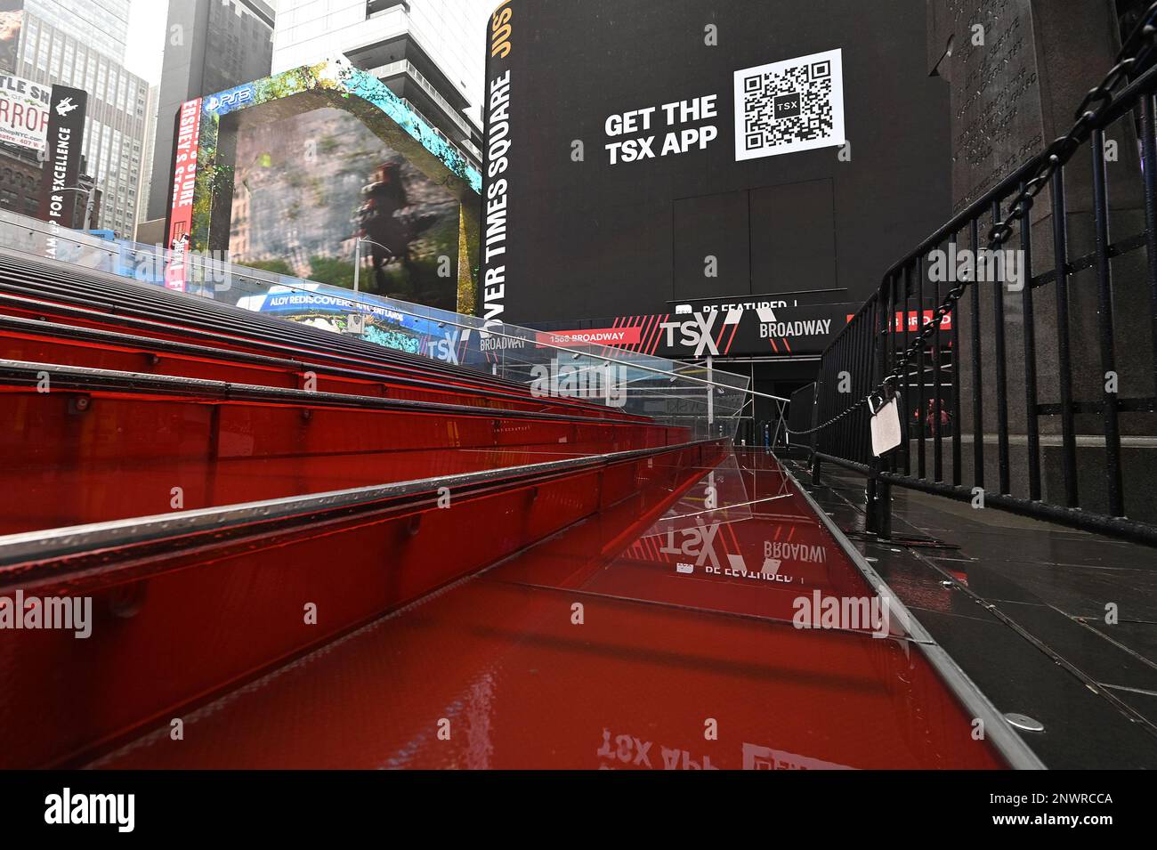 New York, USA. 28th Feb, 2023. View of the TSX 18,000-square-foot LED ...