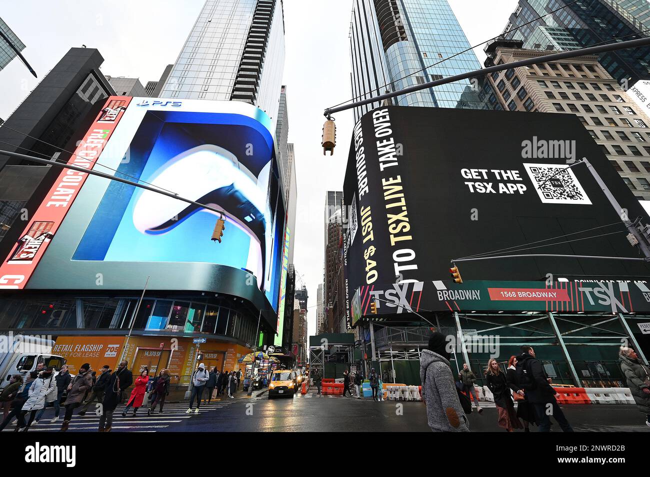 New York, USA. 28th Feb, 2023. View of the TSX 18,000-square-foot LED ...