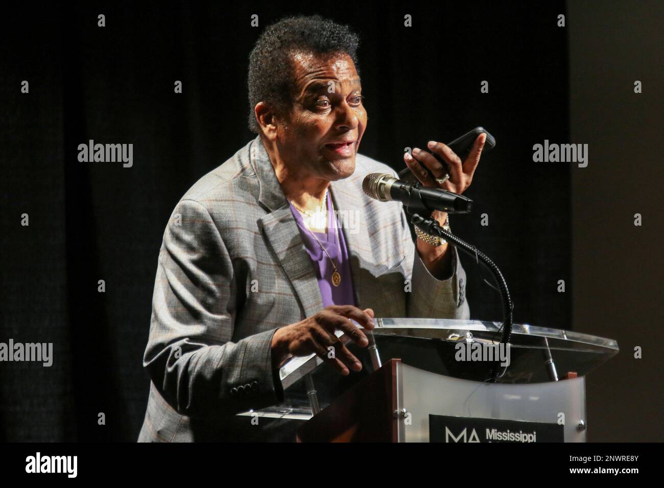 Country music star Charley Pride sings to the crowd after he was one of ...