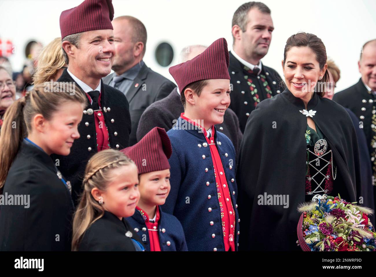 Denmark's Crown Prince Frederik, background left and Crown Princess ...