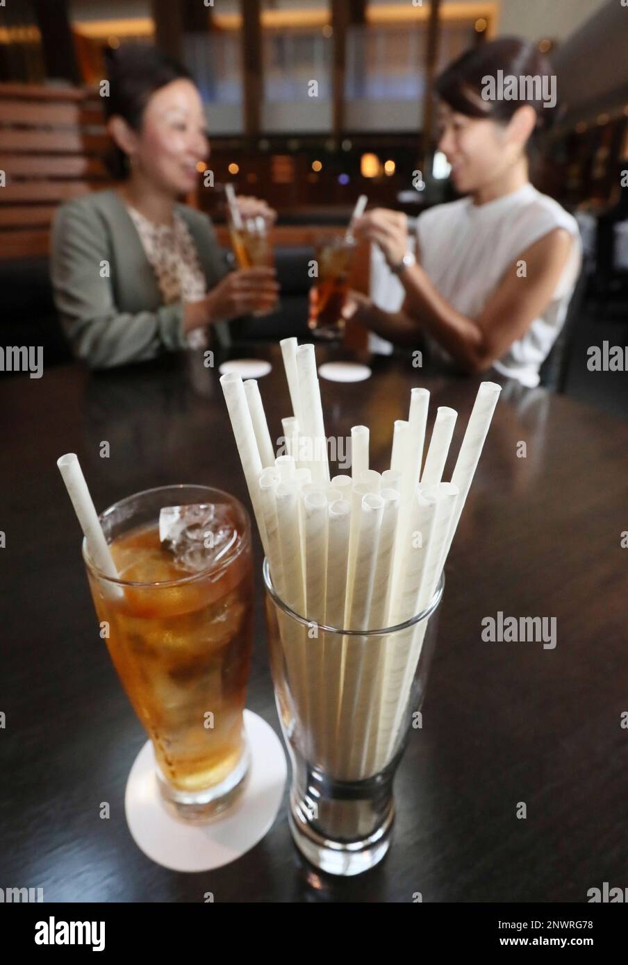 Paper-made straws are pictured at a hotel, The Strings By ...