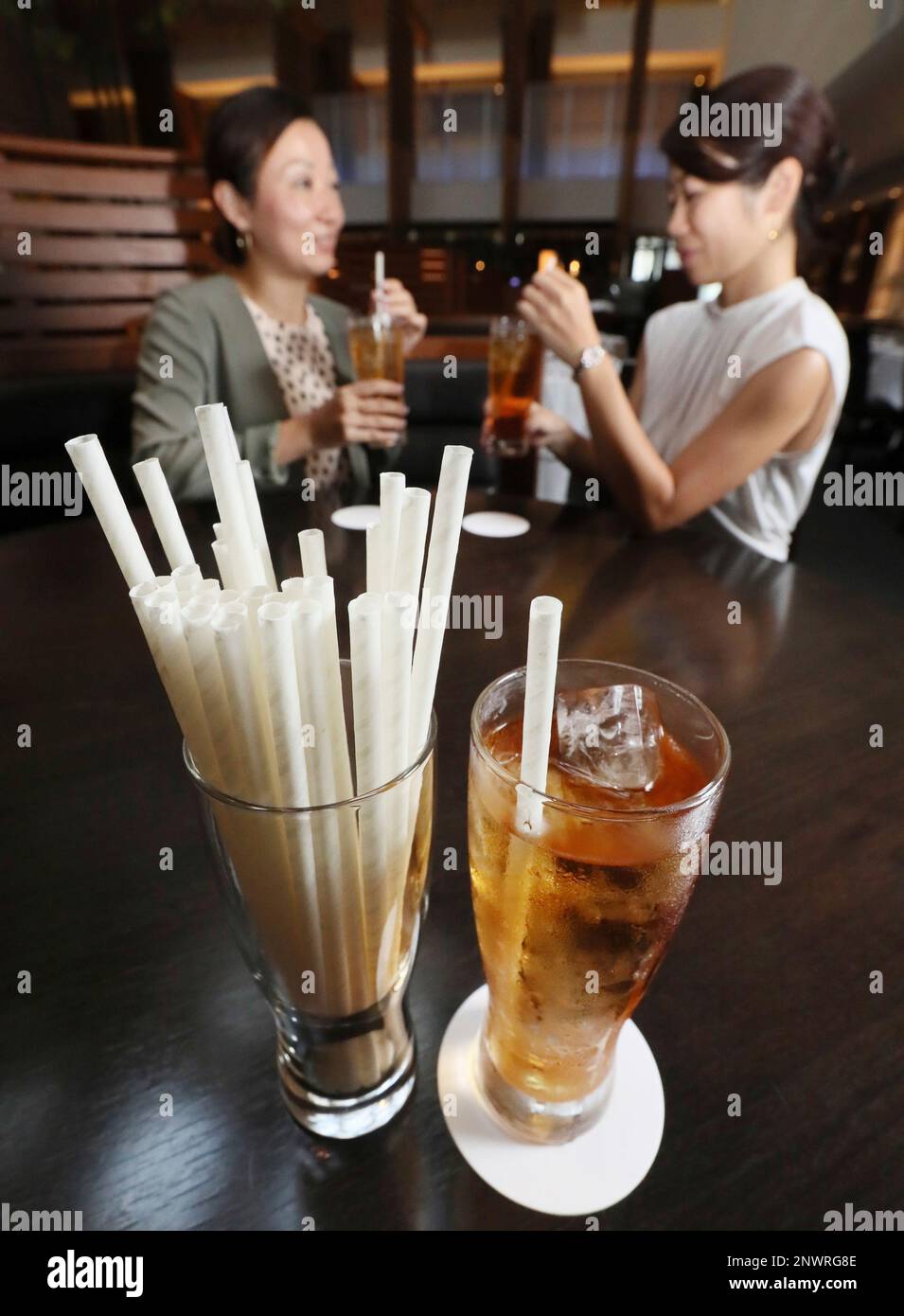 Paper-made straws are pictured at a hotel, The Strings By ...