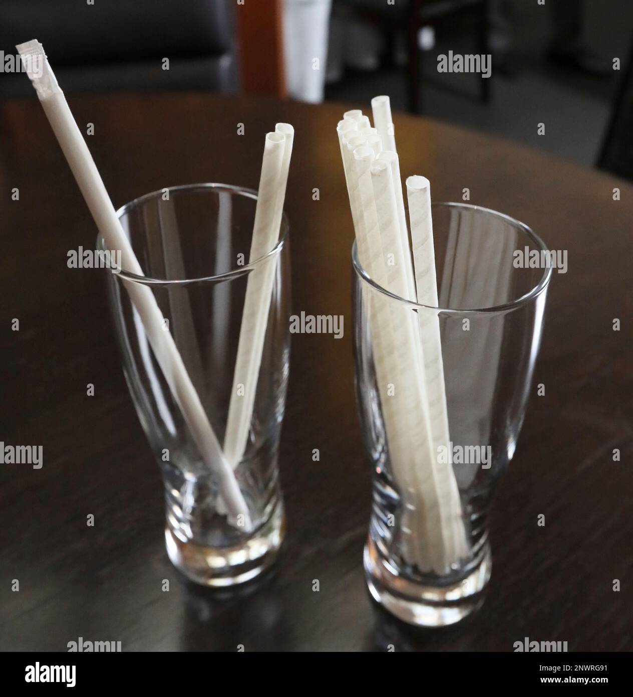 Paper-made straws are pictured at a hotel, The Strings By ...