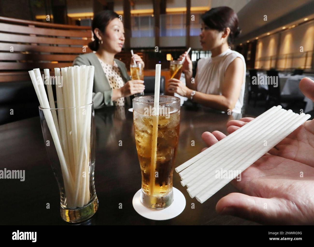 Paper-made straws are pictured at a hotel, The Strings By ...