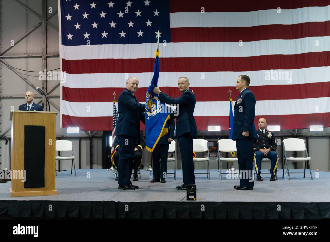 U.S. Air Force Col. Mark Morrell, center, outgoing commander, 114th ...