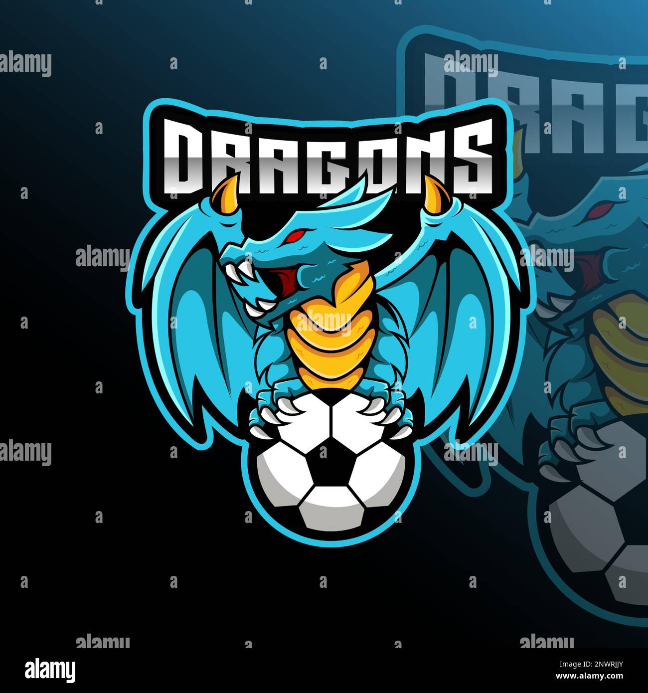 Dragon Football Animal Mascot Sport Club Team Badge Stock Vector Image ...