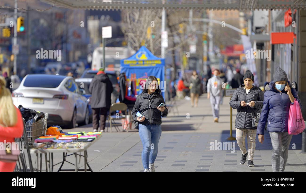 125th street in Harlem New York - NEW YORK CITY, USA - FEBRUARY 14 ...
