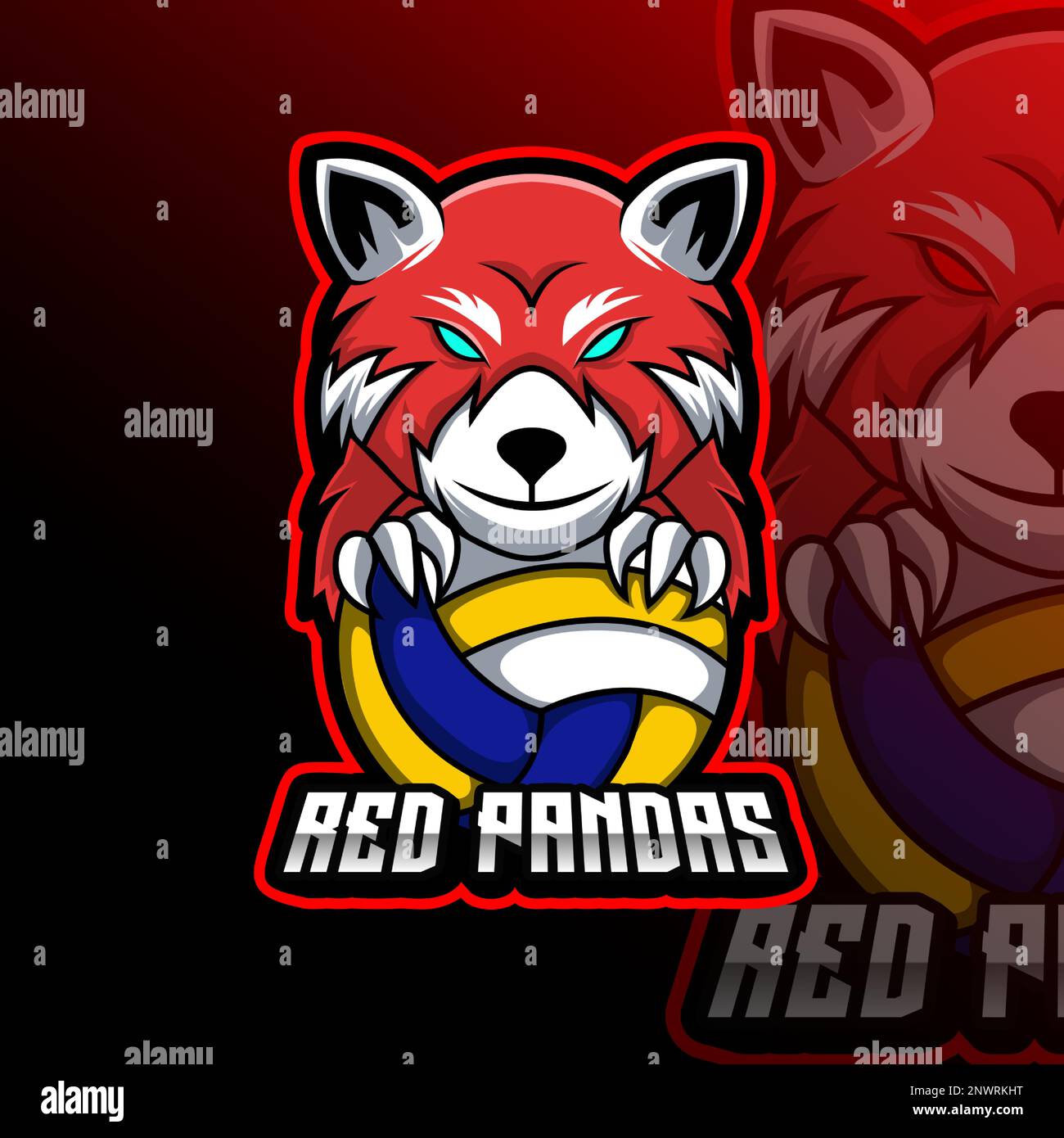Red Panda Volleyball Animal Mascot Sport Club Team Badge Stock Vector ...