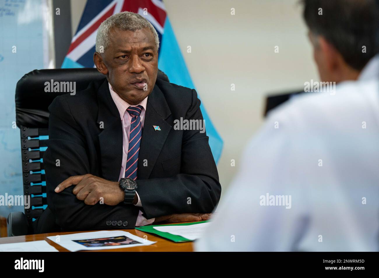 SUVA, Fiji (Jan. 31, 2023) Adm. John C. Aquilino, Commander of U.S. Indo-Pacific Command, right ...
