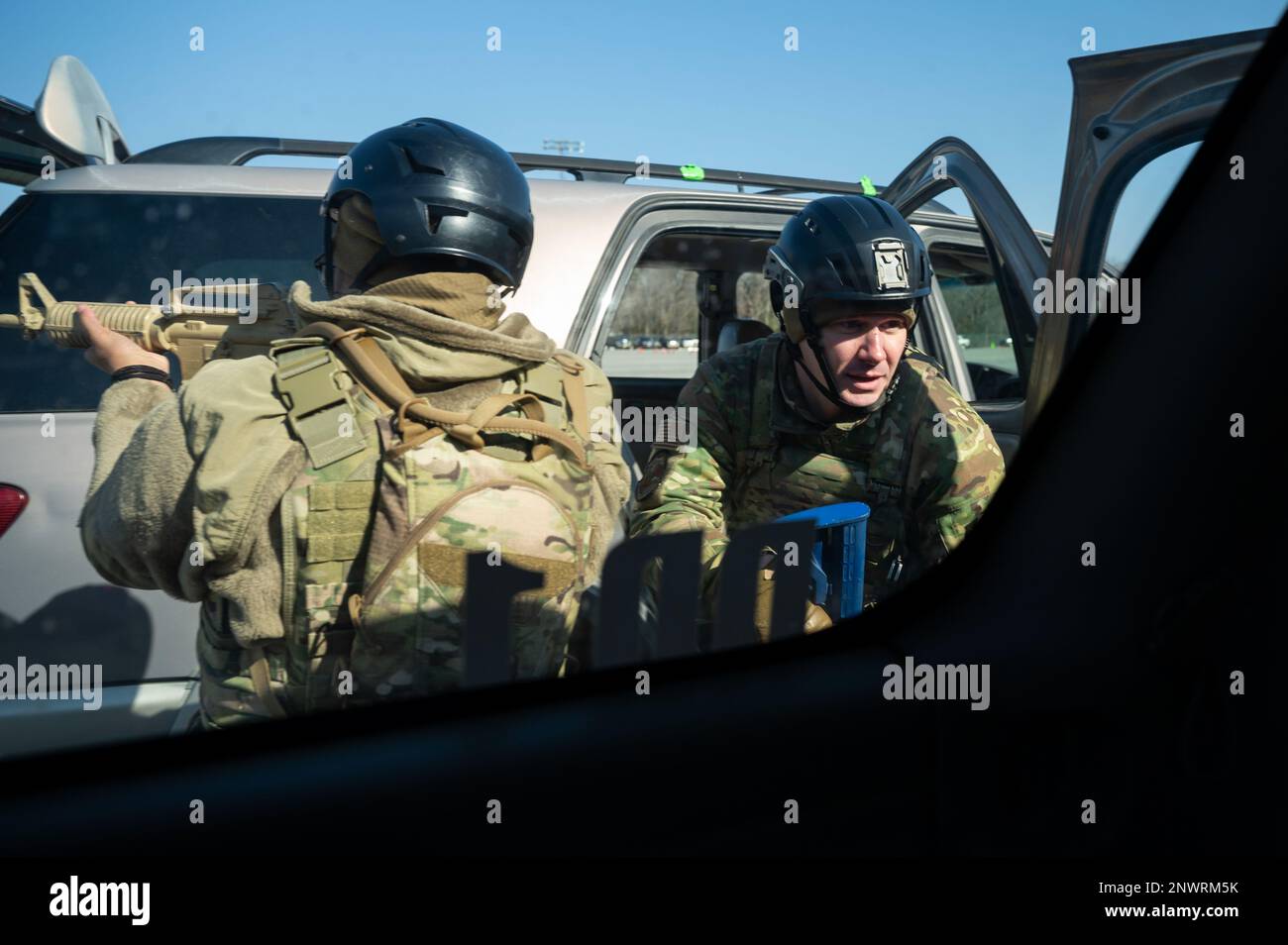 U.S. Air Force Staff Sgt. Tiana Landi, left, provides security for Tech ...