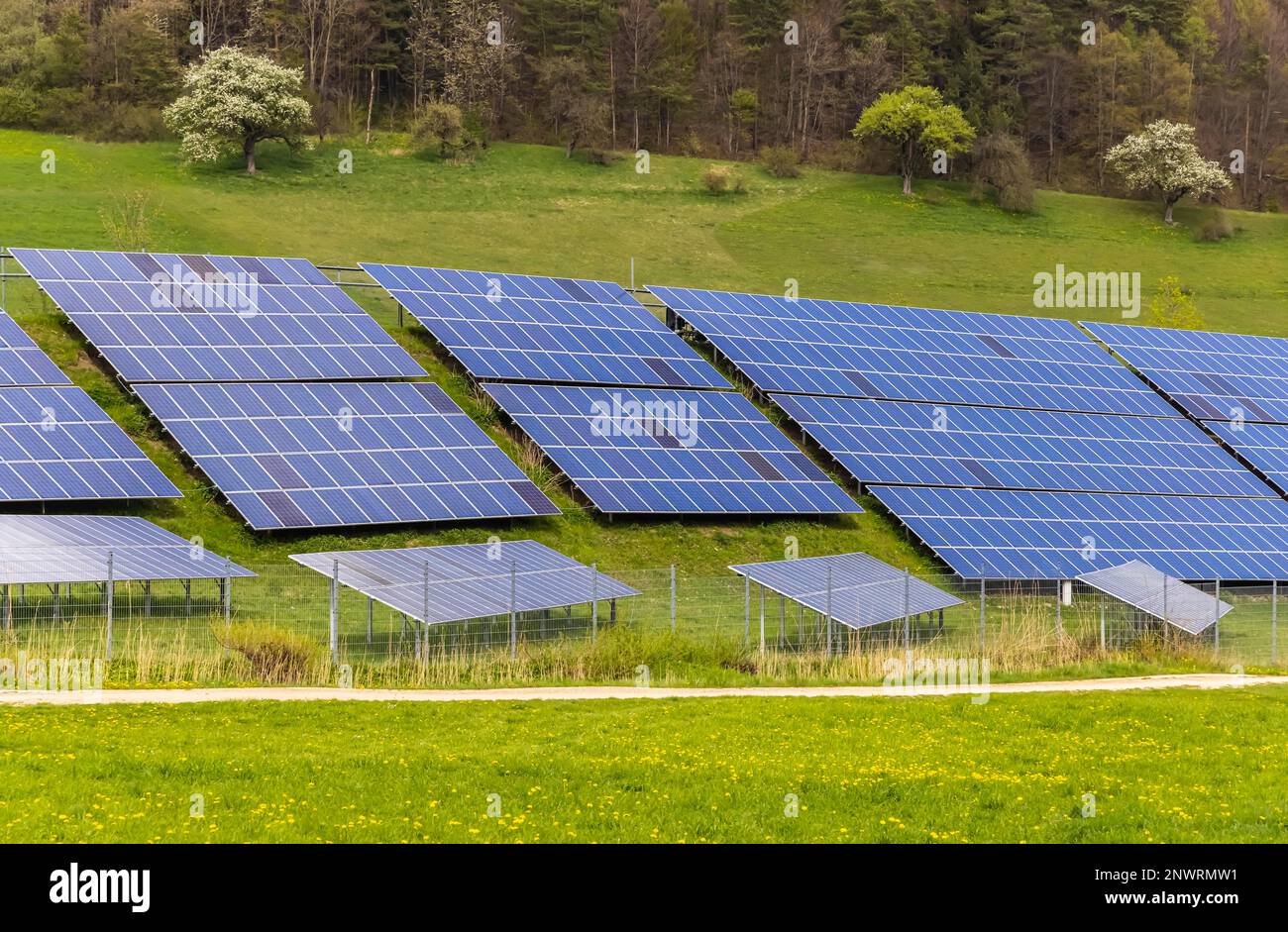 Solar installation on the noise barrier of the A8 motorway near ...