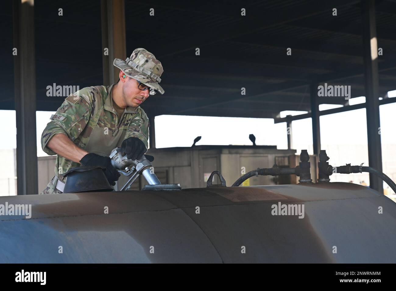 U.S. Air Force Staff Sgt. Mario Casilla, fuels distribution operator ...