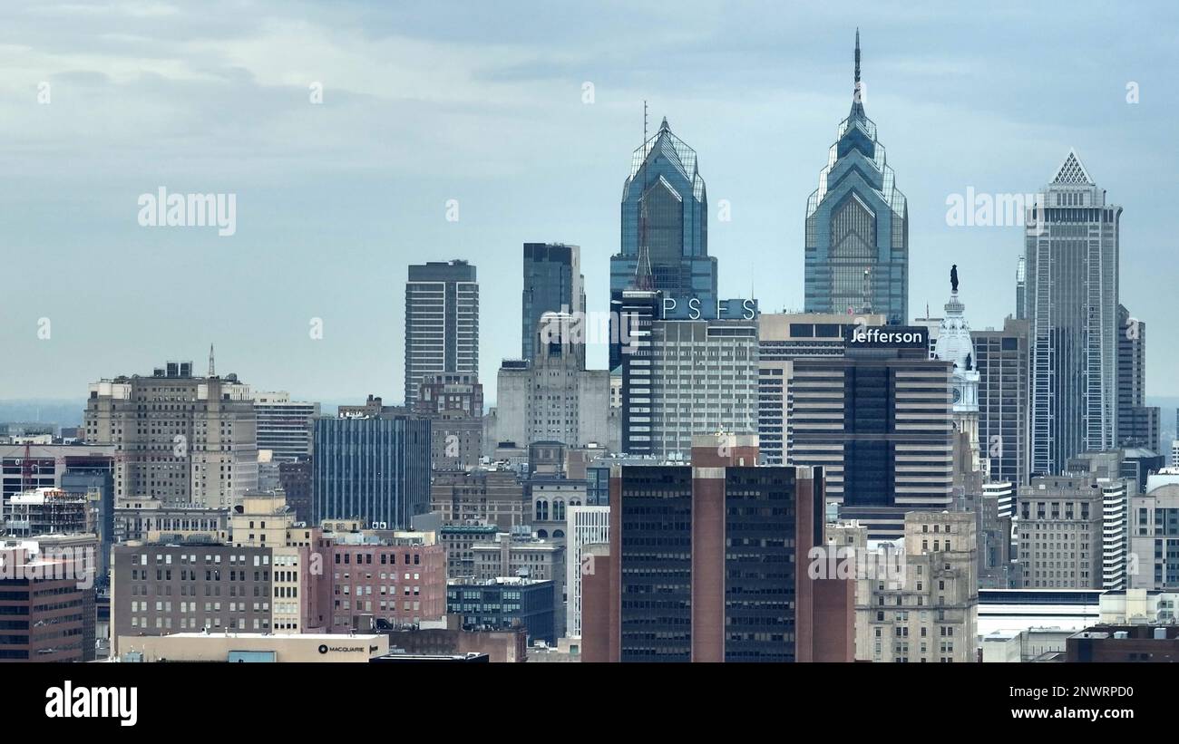 The iconic skyscrapers of Philadelphia - aerial view - PHILADELPHIA ...