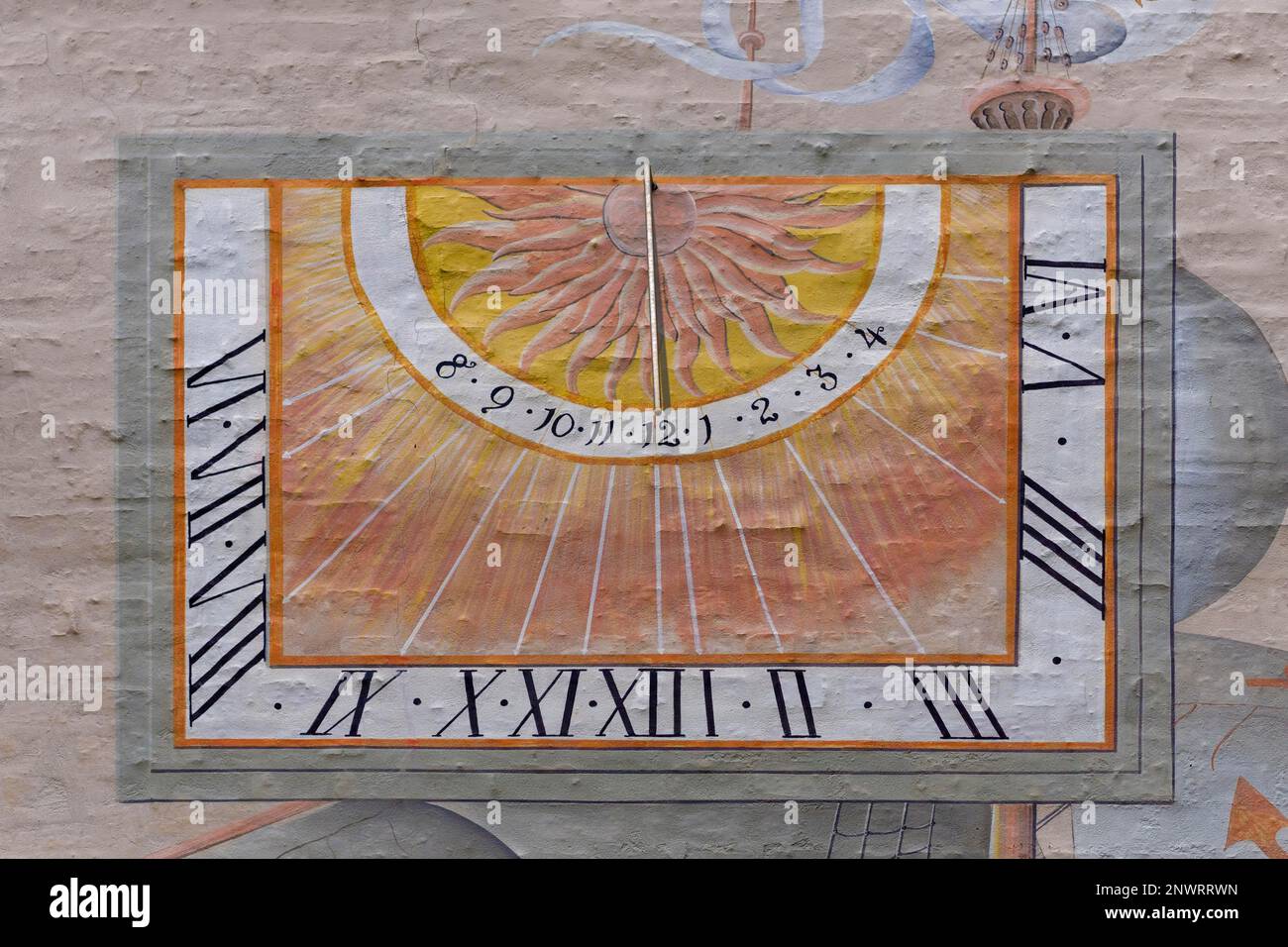 Sundial in mural Stock Photo - Alamy