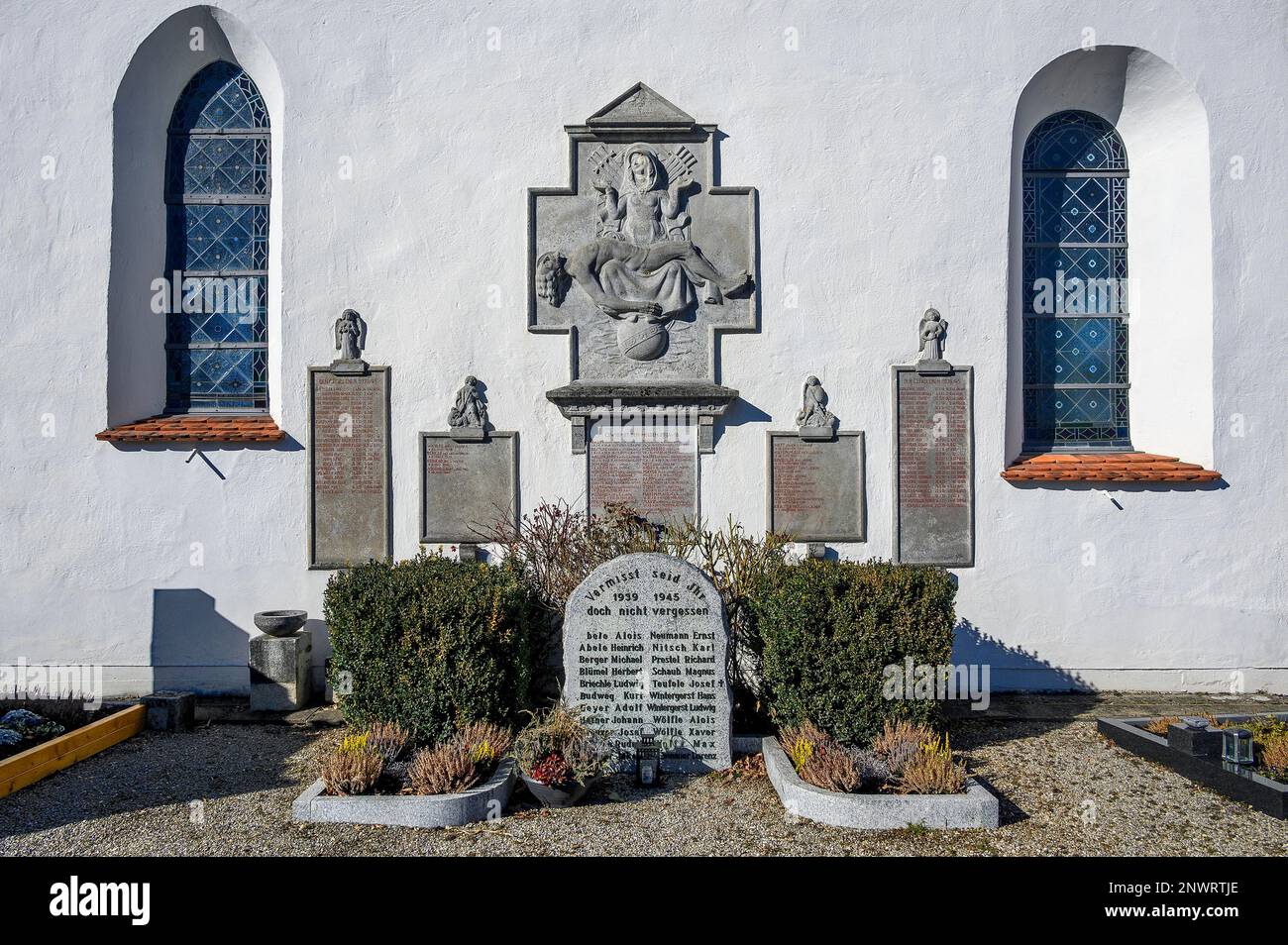 War memorial at the parish church of St. Ulrich in Lauben near Kempten ...