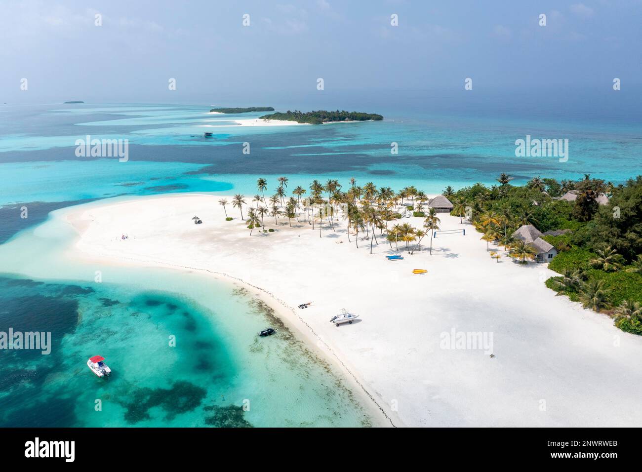 Helicopter View, Asia, Indian Ocean, Maldives, Lhaviyani Atoll, Six ...