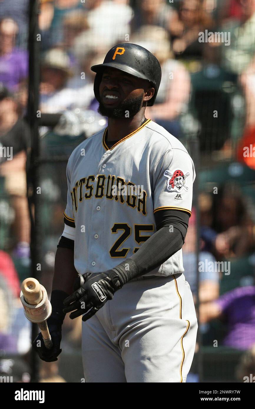 Pittsburgh Pirates right fielder Gregory Polanco (25) waits in the on ...