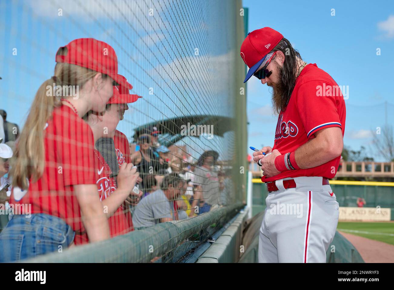 Philadelphia Phillies Brandon Marsh (16) signs autographs before a ...