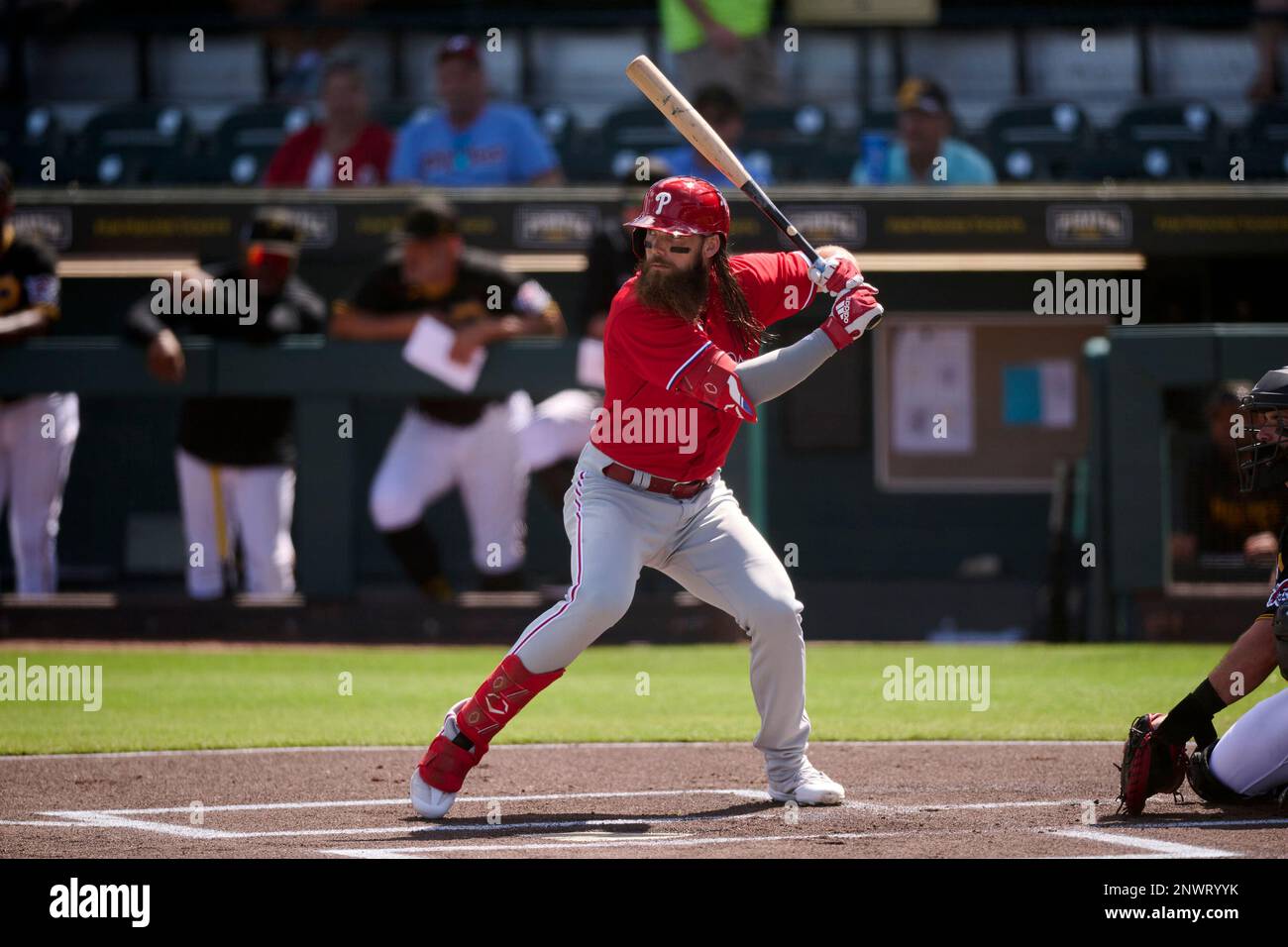 Philadelphia Phillies Brandon Marsh (16) bats during a spring training ...