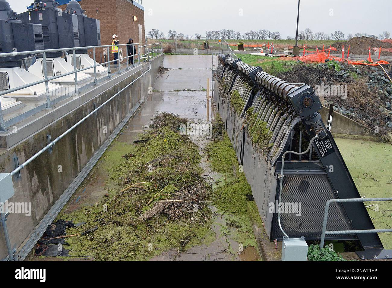 A filtration screen continuously lifts plants and debris from the water ...