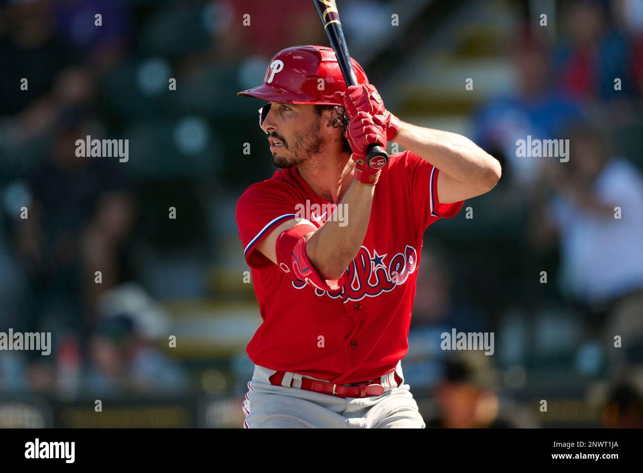 Philadelphia Phillies Garrett Stubbs (21) bats during a spring training ...