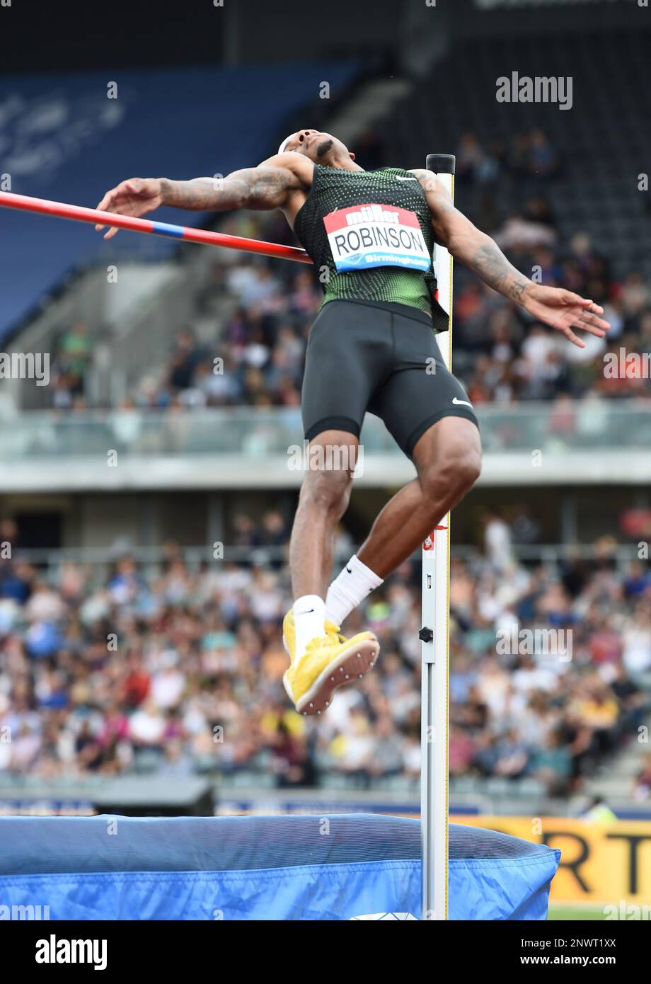 Jeron Robinson (USA) places third in the high jump at 7-6 1/2 (2.30m ...